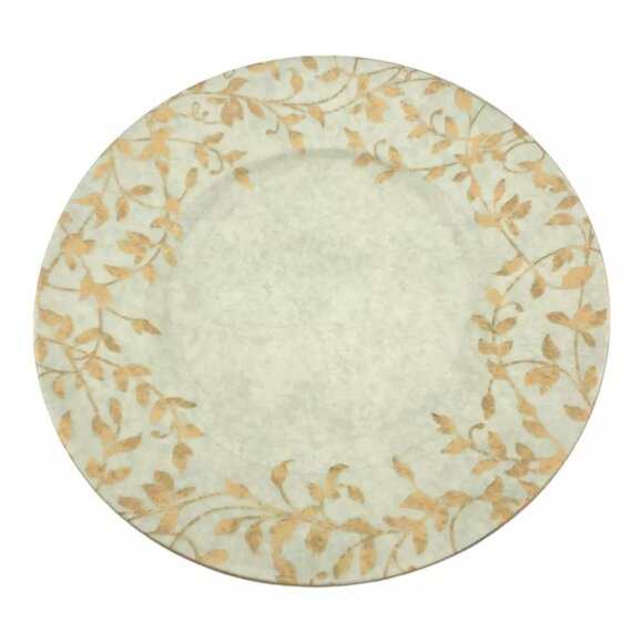 Pier 1 | Dining | Pier Phoebe Salad Plate Green Sponge Gold Leaf Border ...